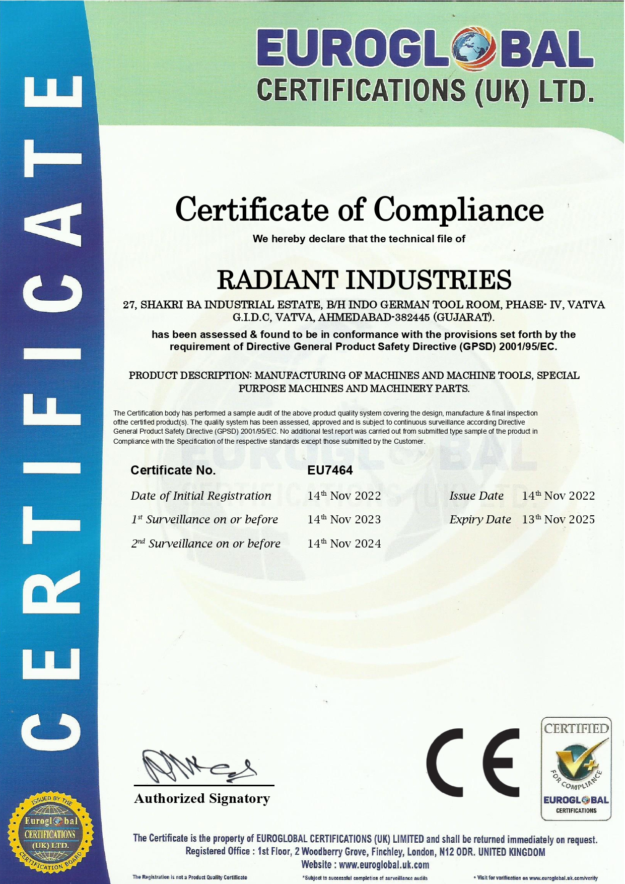 Certificates - Radiant Industries