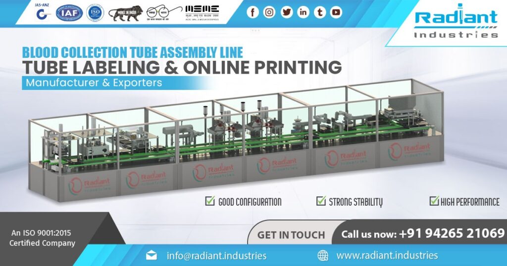 Blood Collection Tube Labelling Machine Manufacturer - Radiant Industries